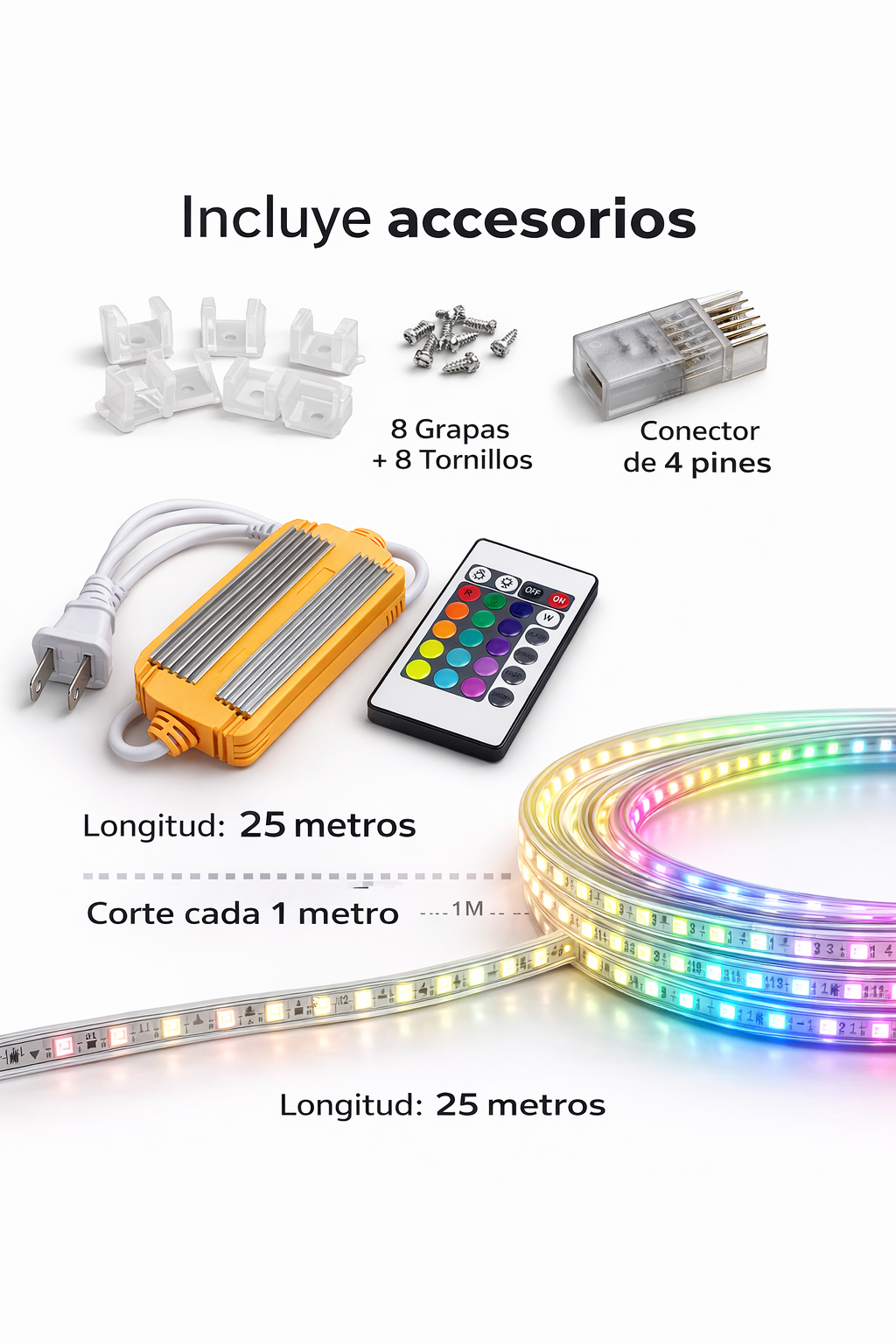 Manguera LED RGB 25m IP65 SMD 5050 – GoLed tu Tienda de Iluminación